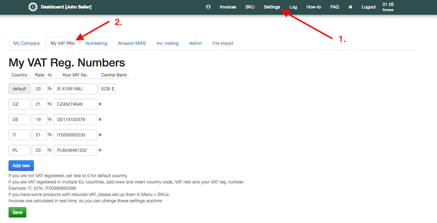 Invoice Machine - invoices for amazon | how to setup vat in invoice machine